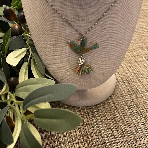 No Brand | Jewelry | Green Bird Orange Flowers Charms Andtassel Chain ...